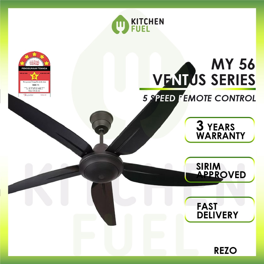 KF_ SIRIM REZO Fan VENTUS MY56 Ceiling 56" AC Motor Remote Control 5 ...