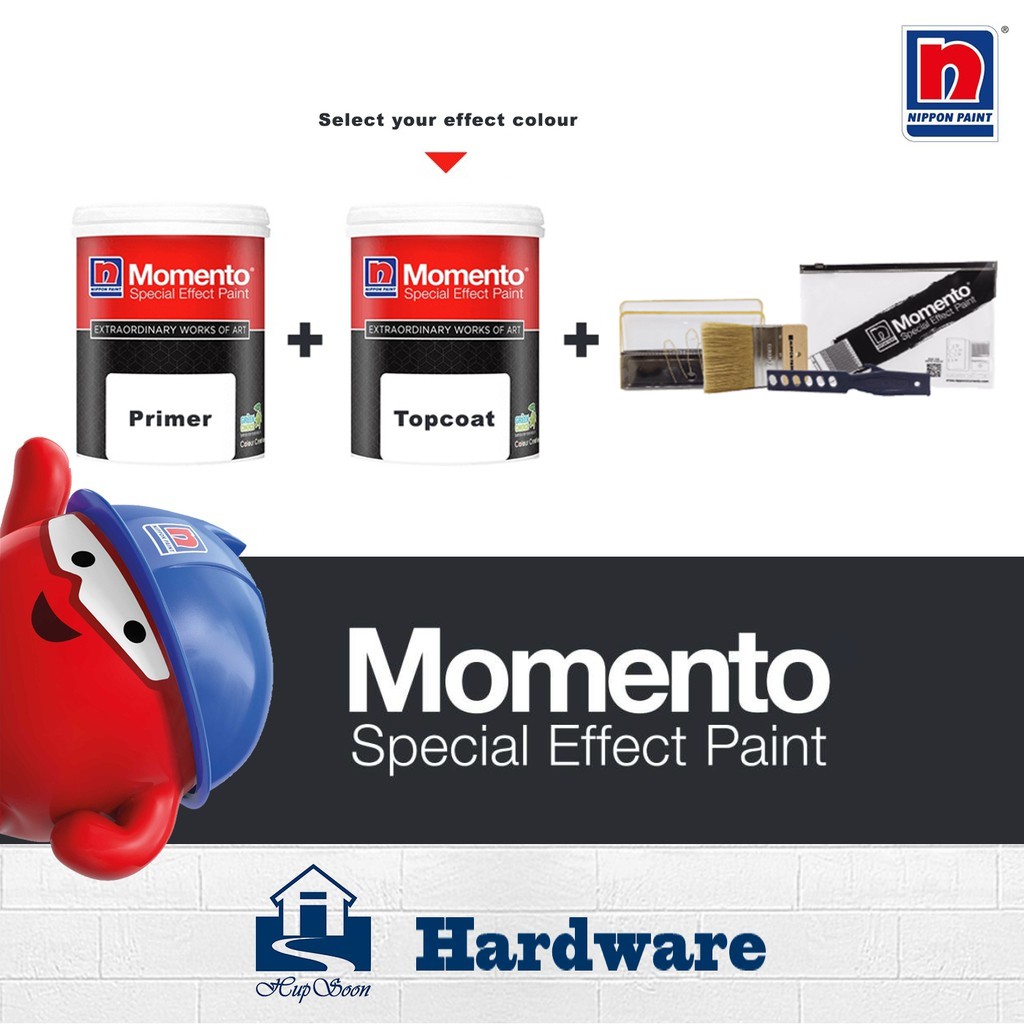 Nippon Paint Momento® Textured Series 1 Liter Set (Primer 1L + TopCoat ...