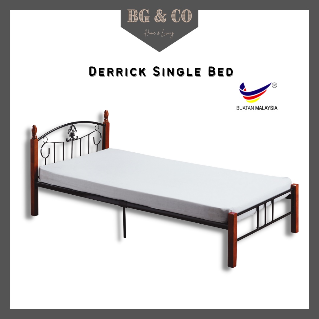 DERRICK Metal Bed Frame Single Bed Frame Metal Single Bedframe Katil ...