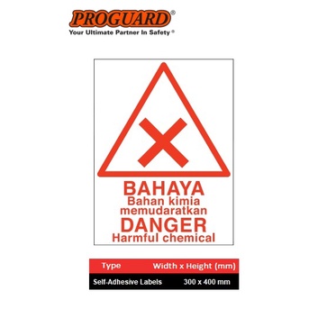"Danger Harmful Chemical" Bahaya Chemical Hazardous Sticker Label ...