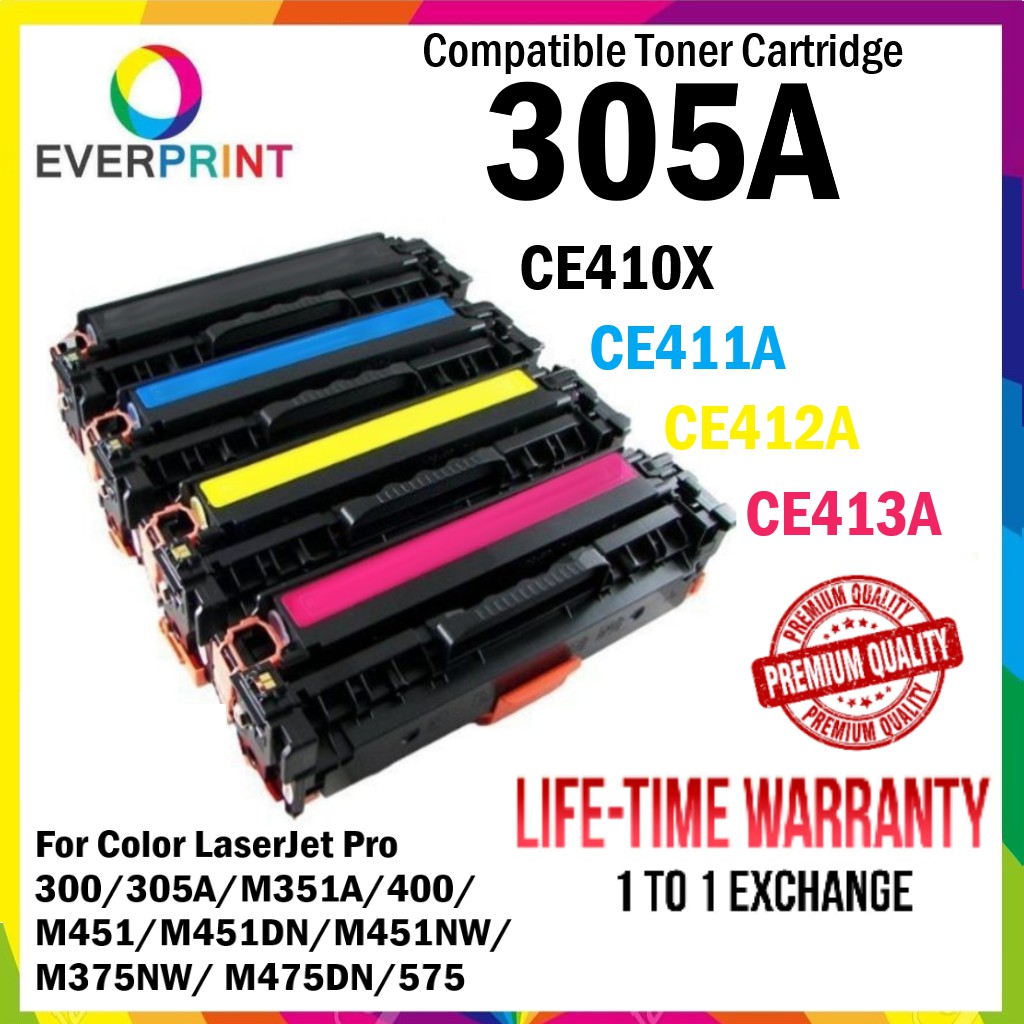 HP CE410X CE411A CE412A CE413A 305A Compatible Laser Color Toner ...