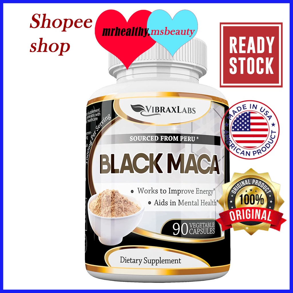 Vibraxlabs Black Maca Root Powder Capsules for Men & Women - Supports ...