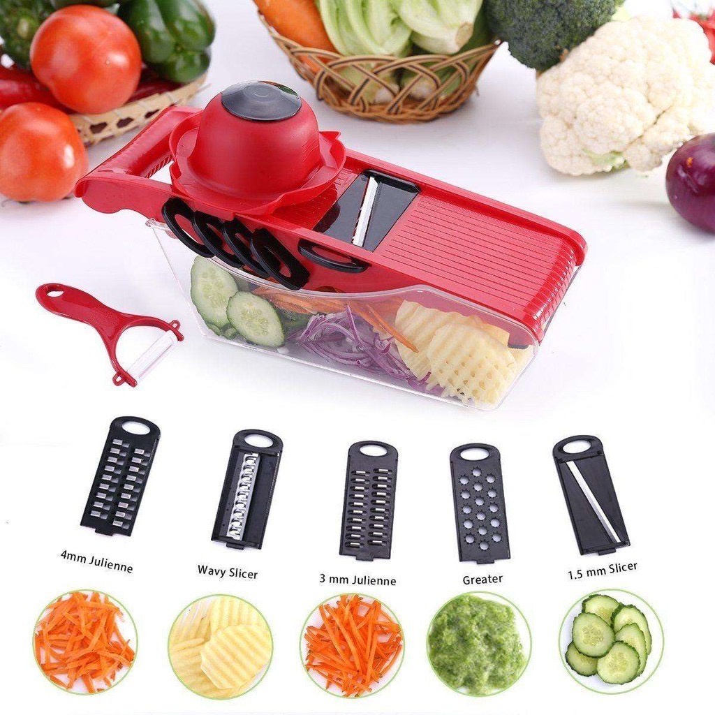 🐮6 IN 1 FRUIT AND VEGETABLE SLICER WITH SSTORAGE GRATER CUTTER WITH ...