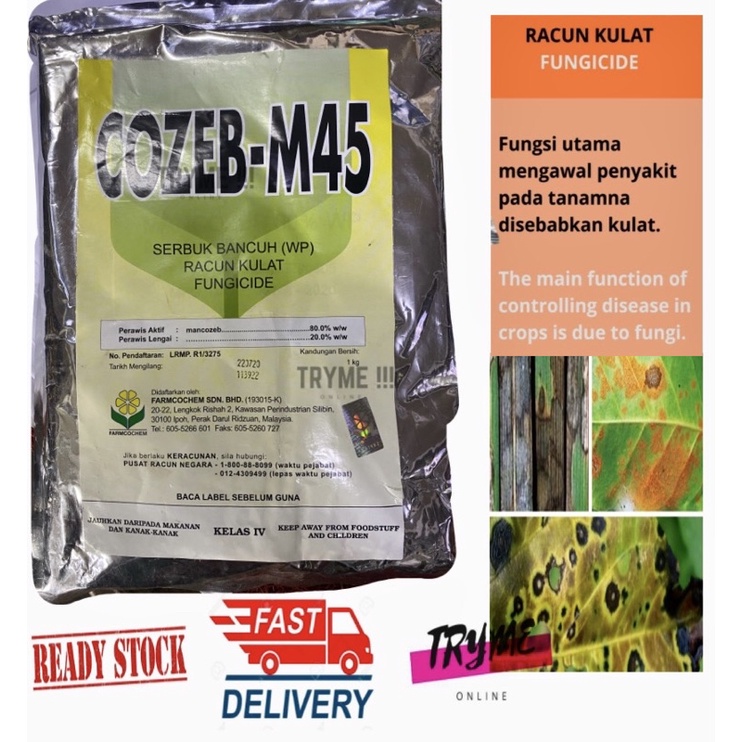 Cozeb-M45 1kg / racun kulat / antraknos & kulapuk downy / mancozeb ...