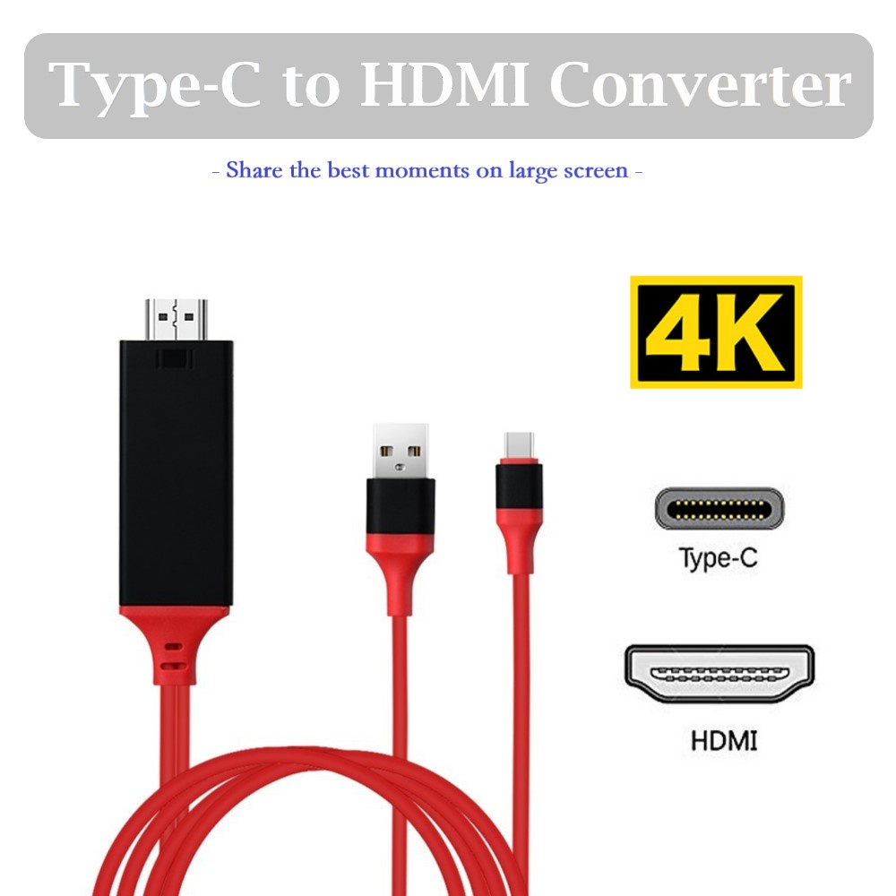 HDMI Mirroring Cable 4K Full HD Type-C Phone to Screen HDTV Screen ...