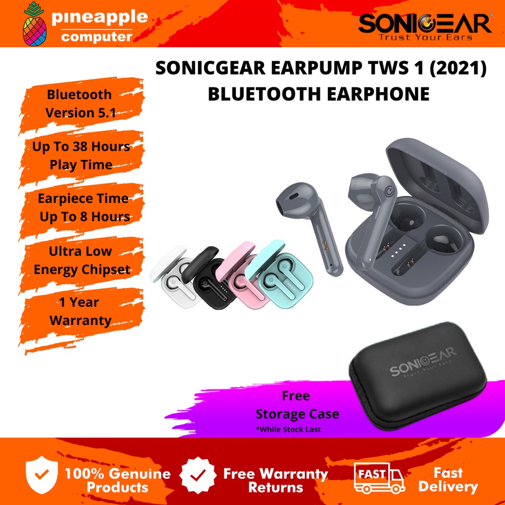 SonicGear Earpump TWS 1 (2021) True Wireless Stereo Earphone Bluetooth ...