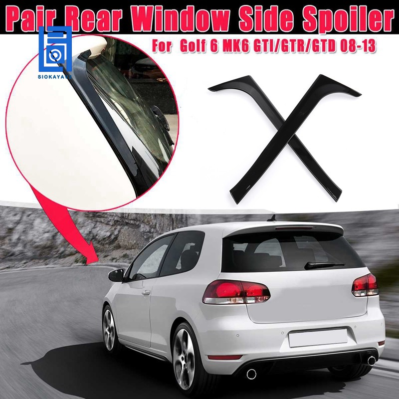 1 Pair Gloss Black Rear Window Side Spoiler Stickers Trim Cover for V-W ...