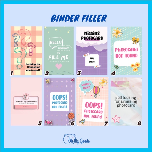 Binder Filler Cute KPOP Photocard Filler Missing Card | Shopee Malaysia