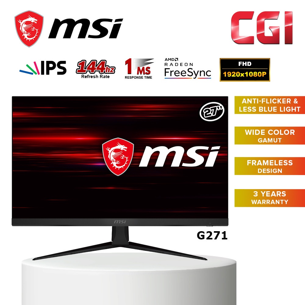 MSI Optix 27" G271 144Hz 1ms FHD IPS FreeSync Esports Gaming Monitor ...
