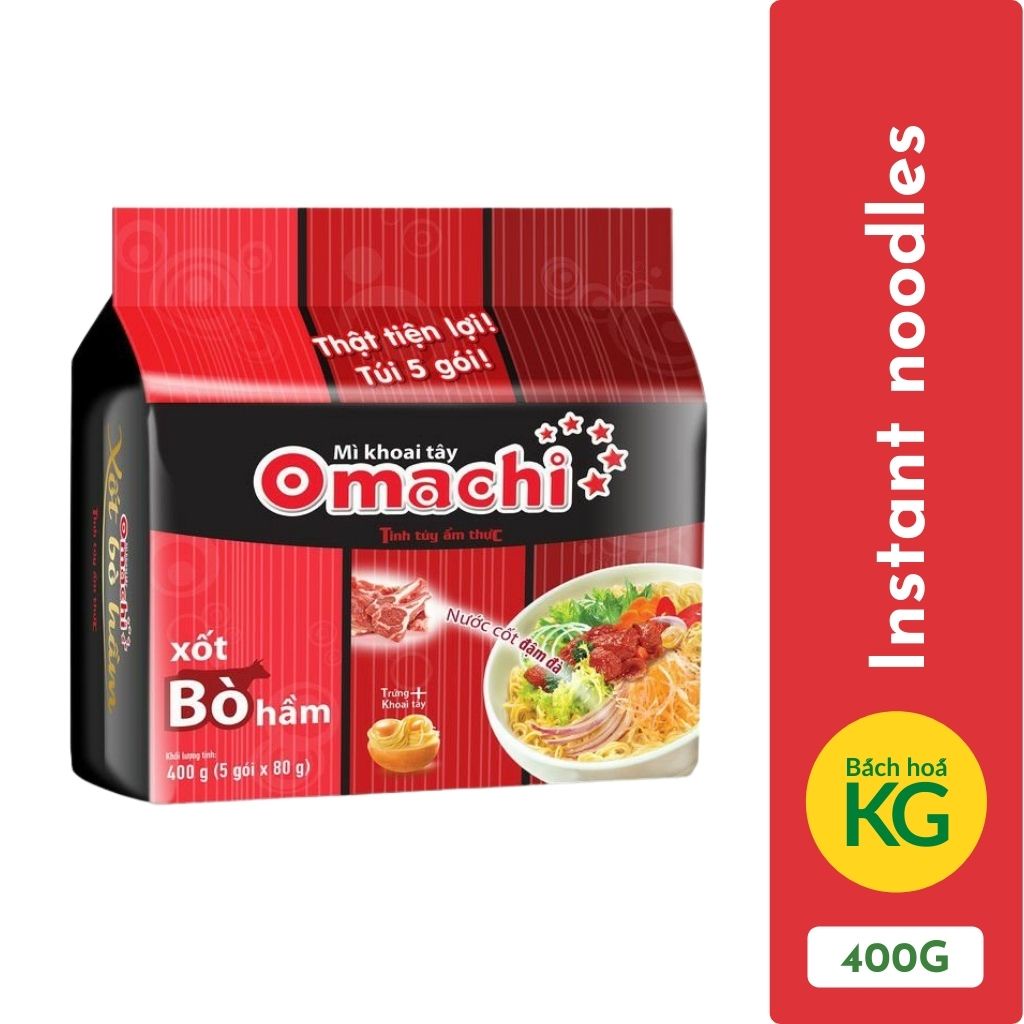 Omachi Instant Noodles 400g (5 packs x 80g) - Mi serega - 方便面 - Mì Omachi vị xốt bò hầm 400g ...