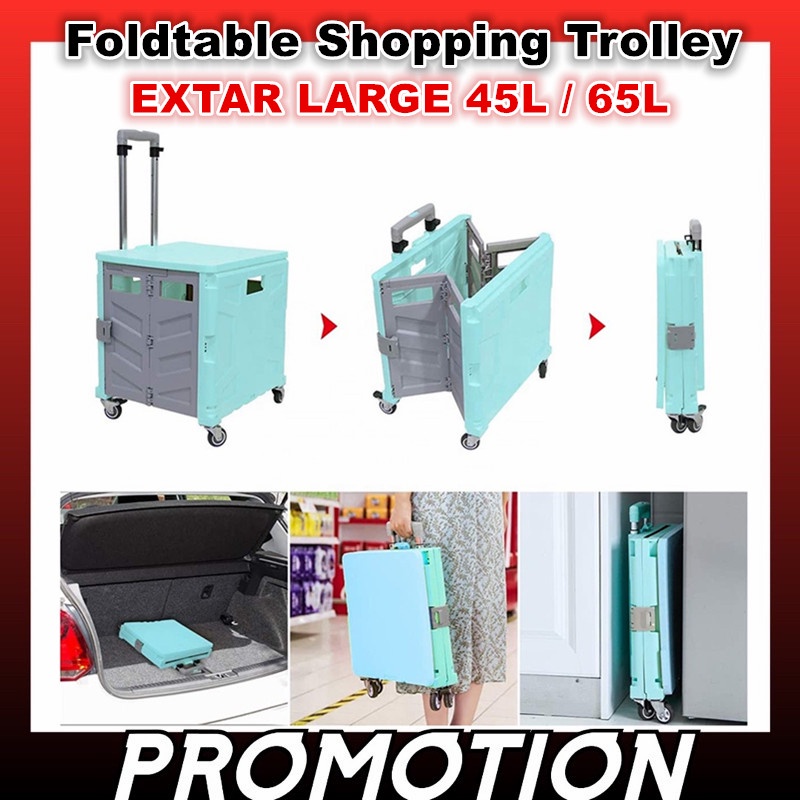 New Stock !! Extra Large 65L Strong 100Kg Load Folding Shopping Cart ...