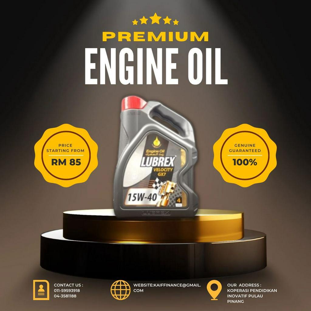 LUBREX Engine Oil 15w-40 Velocity Gx7 4L | Shopee Malaysia