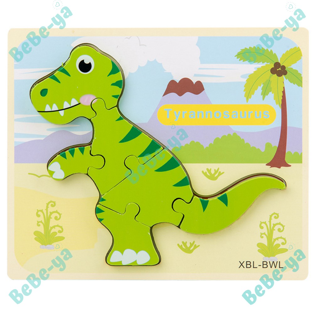 Wooden Dinosaur Puzzle - Dino Block Montessori Preschool Early Learning ...