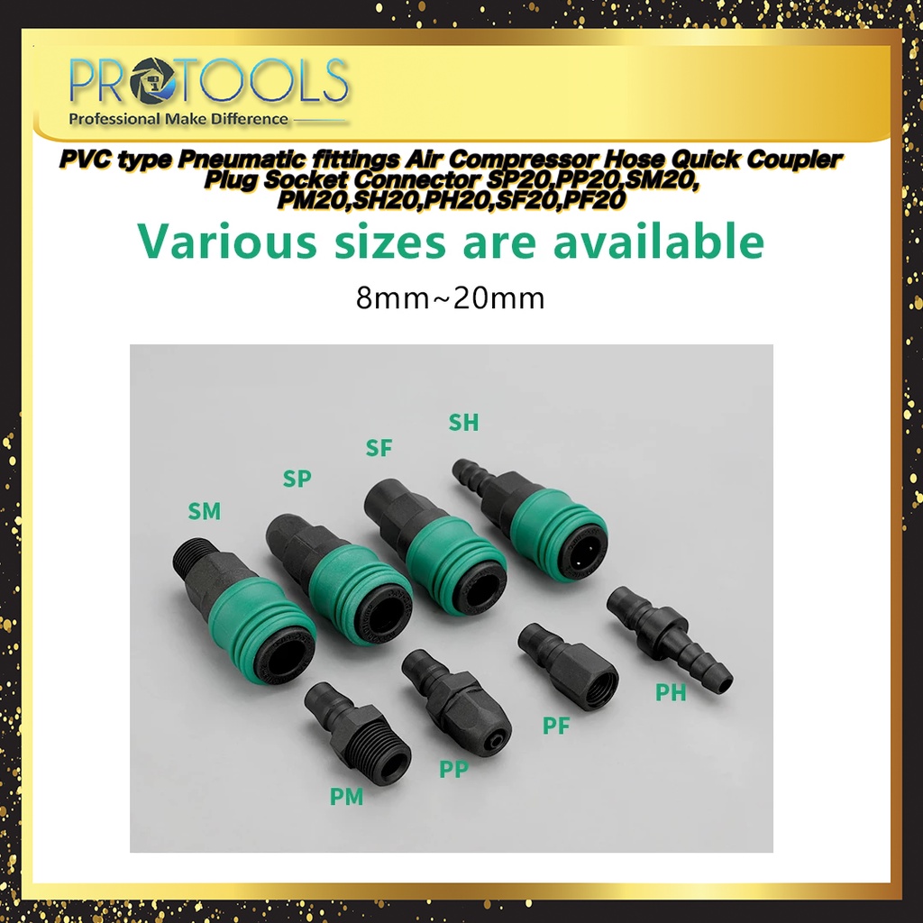 PVC type Pneumatic fittings Air Compressor Hose Quick Coupler Plug ...