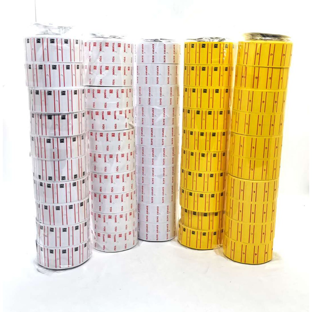 KERTAS TANDA HARGA / PRICE LABEL ROLLS PRICE TAG STICKER 10 ROLLS 12MM ...