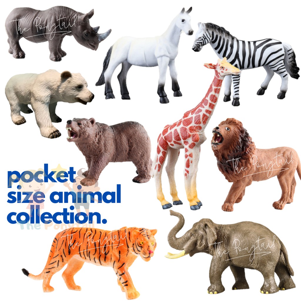 Animal Toys for Kids Toys Pocket Size Hippo Tiger Zebra Elephant Lion ...