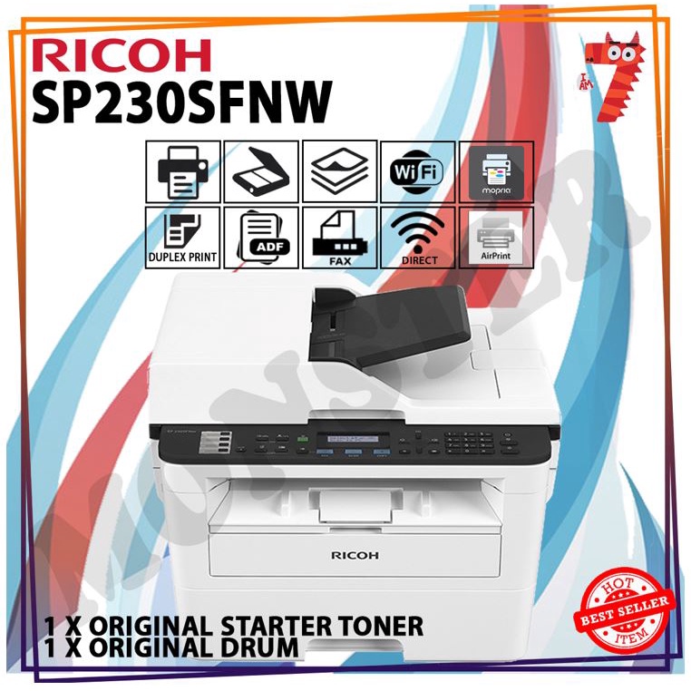 Ricoh SP230SFNW SP230 SP 230SFNW All In One Mono Black & White Laser Printer | Shopee Malaysia