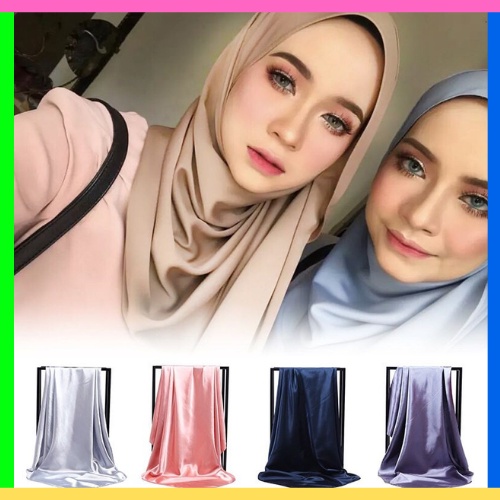 Tudung Bawal Tudung Satin Silk Plain Hijab Design | Shopee Malaysia