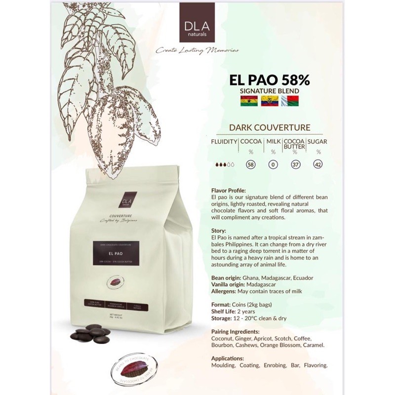 DLA Dark Chocolate Couverture EL PAO 2KG | Shopee Malaysia