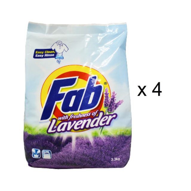 Fab Detergent Powder Lavender-Serbuk Cuci Baju (4 Pax x3.3kg) | Shopee ...