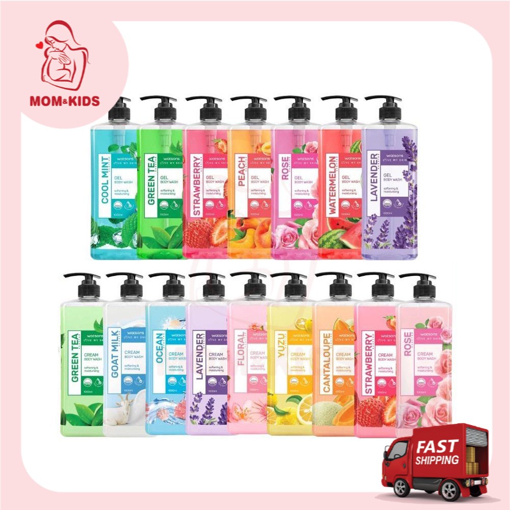 [Ready Stock] Watsons Cream & Gel Bath Body Wash 1 Litre / 1000mL ...