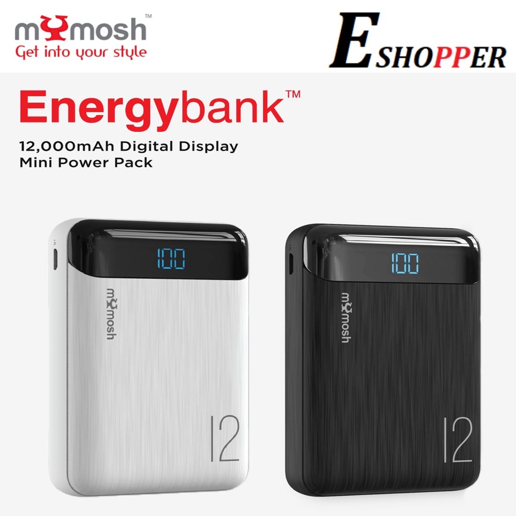 MYMOSH ENERGYBANK 12,000MAH MINI POWERBANK WITH DIGITAL DISPLAY DUAL ...