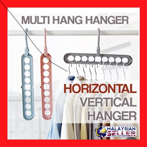 Horizontal Vertical Space Saving Multi-hang Hanger | Shopee Malaysia