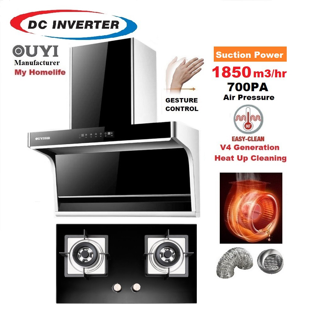 OUYI C801B GEN 7 DC Inverter Motor Teflon Sirocco Fan Cooker Hood ...