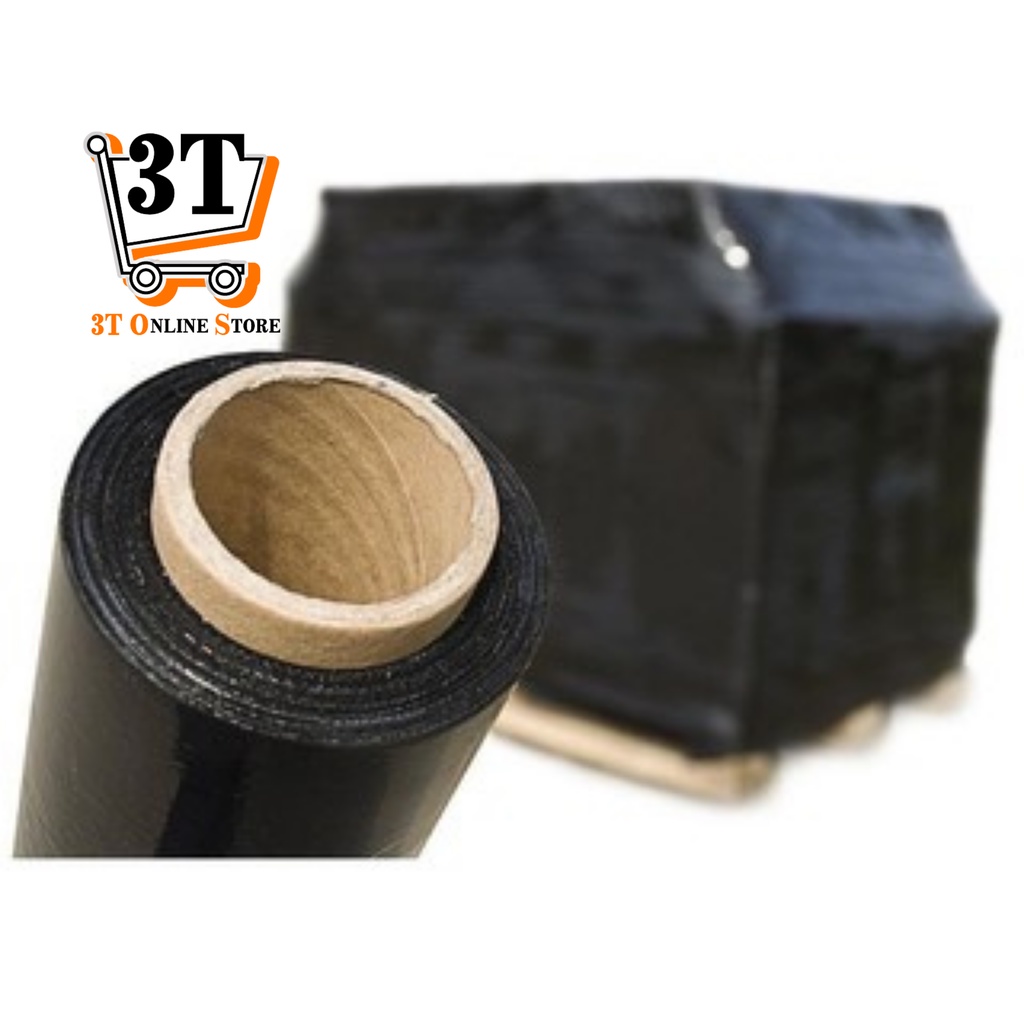 Full Coverage Black Stretch Film 23mic 2.2kg 500mm Pallet Wrapping Wrap ...