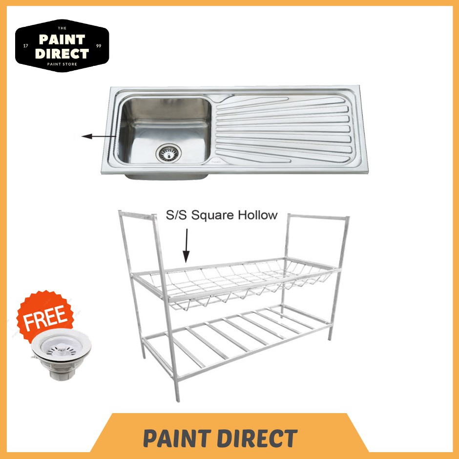 B1820 18'' x 42'' Sinki Dapur Stainless Steel Sink With S/STEEL Sink ...