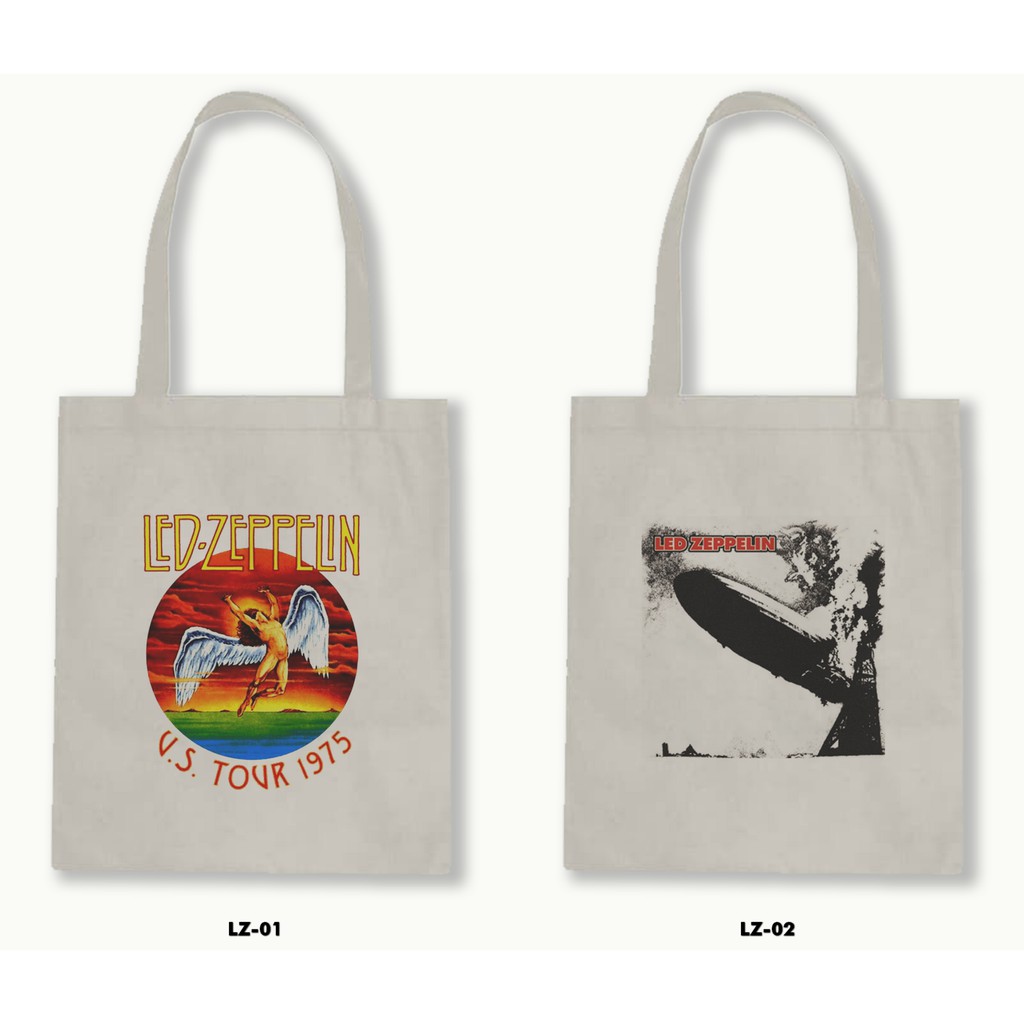 Canvas/blacu Zipper Tote Bag - Led Zeppelin | Shopee Malaysia