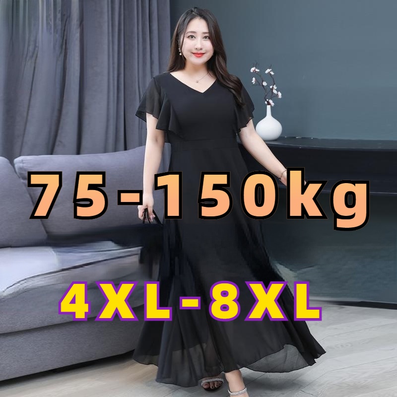 Extra Large Size 150-300 Jin Fat 4XL-8XL Plus Women's Summer 125KG Fatty Loose Cover Belly Long ...