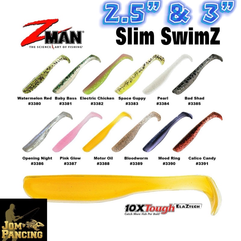 【Jom Pancing】ZMan Slim SwimZ ORIGINAL USA🇺🇸 2.5" Inch Soft Bait Lure Plastic SP,Gewang Getah ...