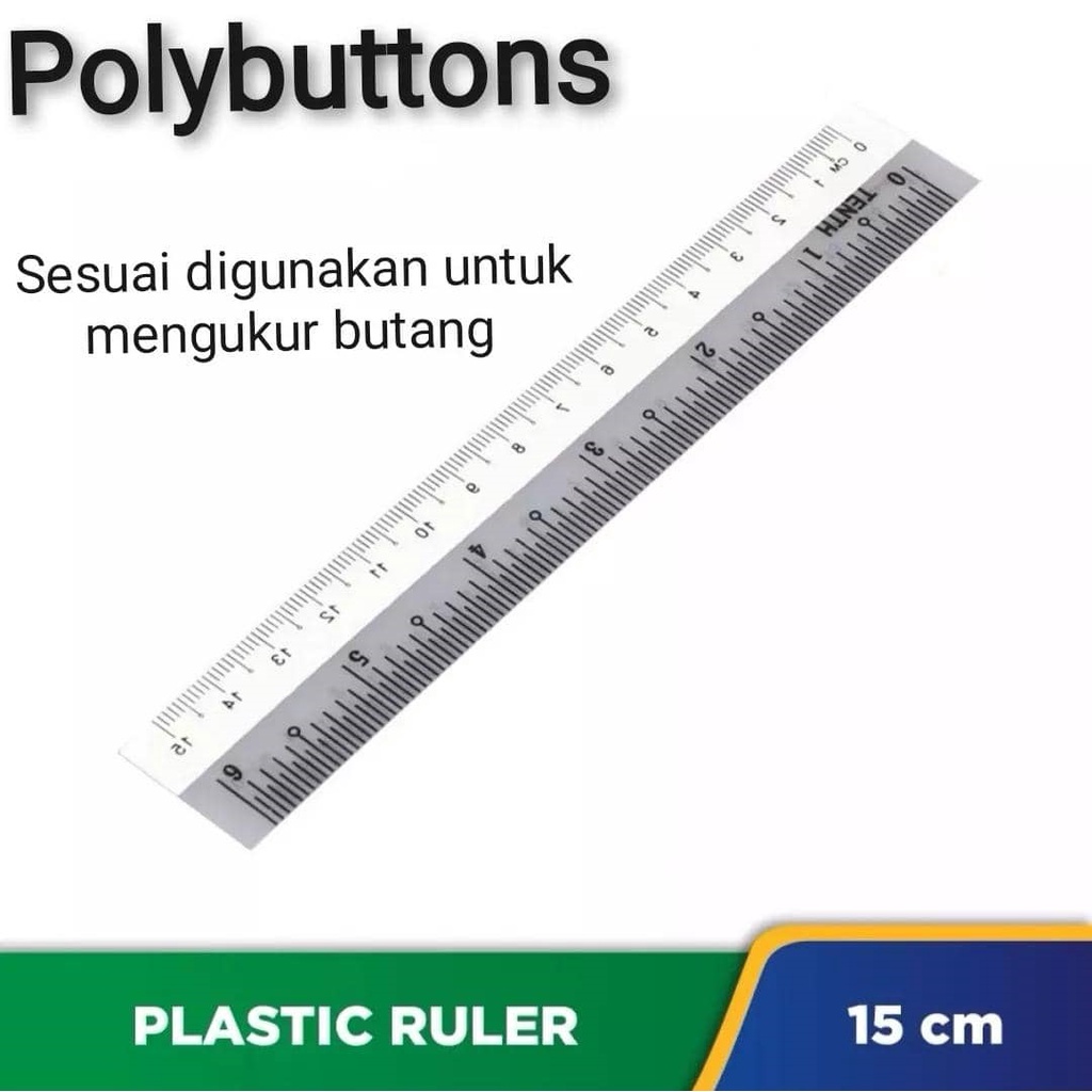 Polybuttons Pembaris Plastik 15cm Plastic Ruler 15cm Sesuai Untuk Ukur Butang | Shopee Malaysia