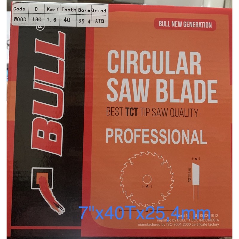 Bull circular saw blade super thin 7 inch teeth 40 axles 25 mm | Shopee ...