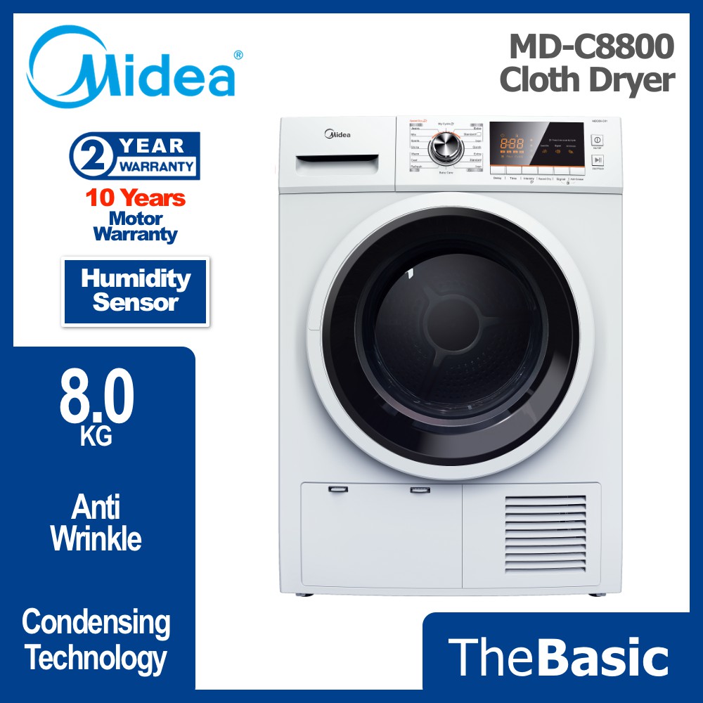 MIDEA Condenser Clothes Dryer 8KG Mesin Pengering Pakaian (MD-C8800 ...