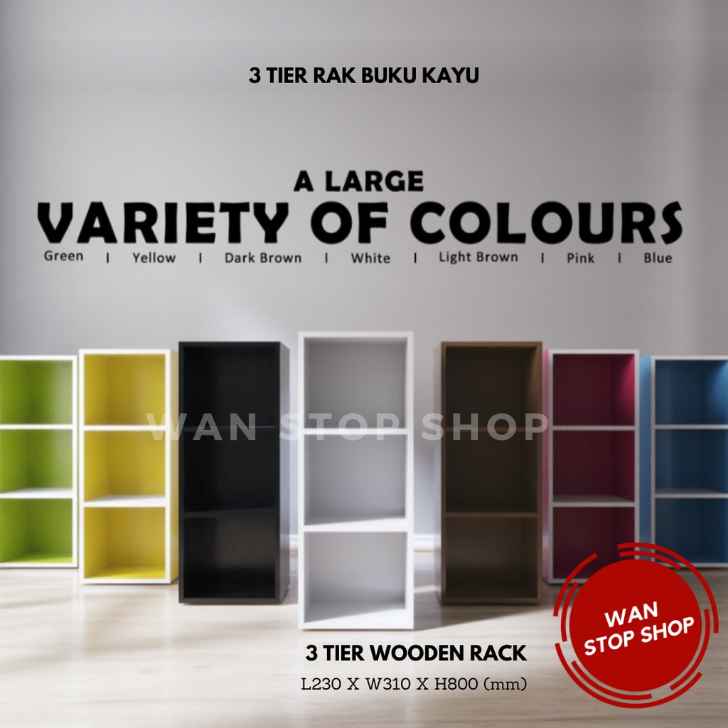 3 Tier Wooden Book Rack Wooden Rack Household Office Kitchen Bedroom ...