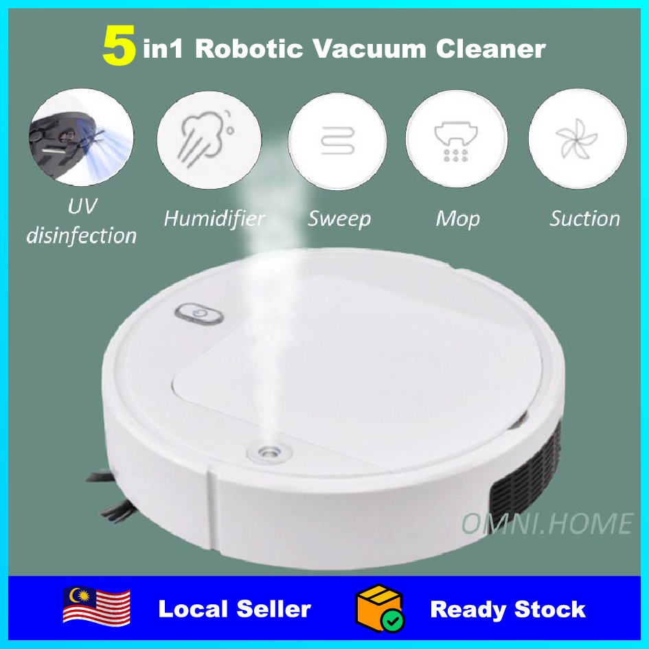 [READY STOCK] 5 in 1 Smart Robotic Vacuum Cleaner Vakum Robotik 智能扫地机器人 ...