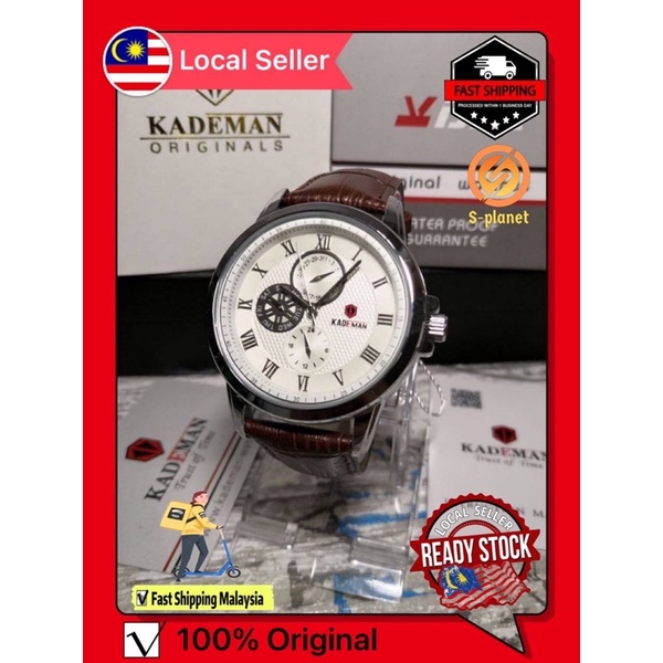 🇲🇾Ready stock🇲🇾 KADEMAN K853 ANALOGUE Leather Fashion MEN Watch ...