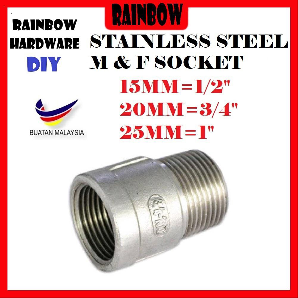 SUS304 STAINLESS STEEL PIPING FITTINGS MALE & FEMALE SOCKET 15MM,20MM ...