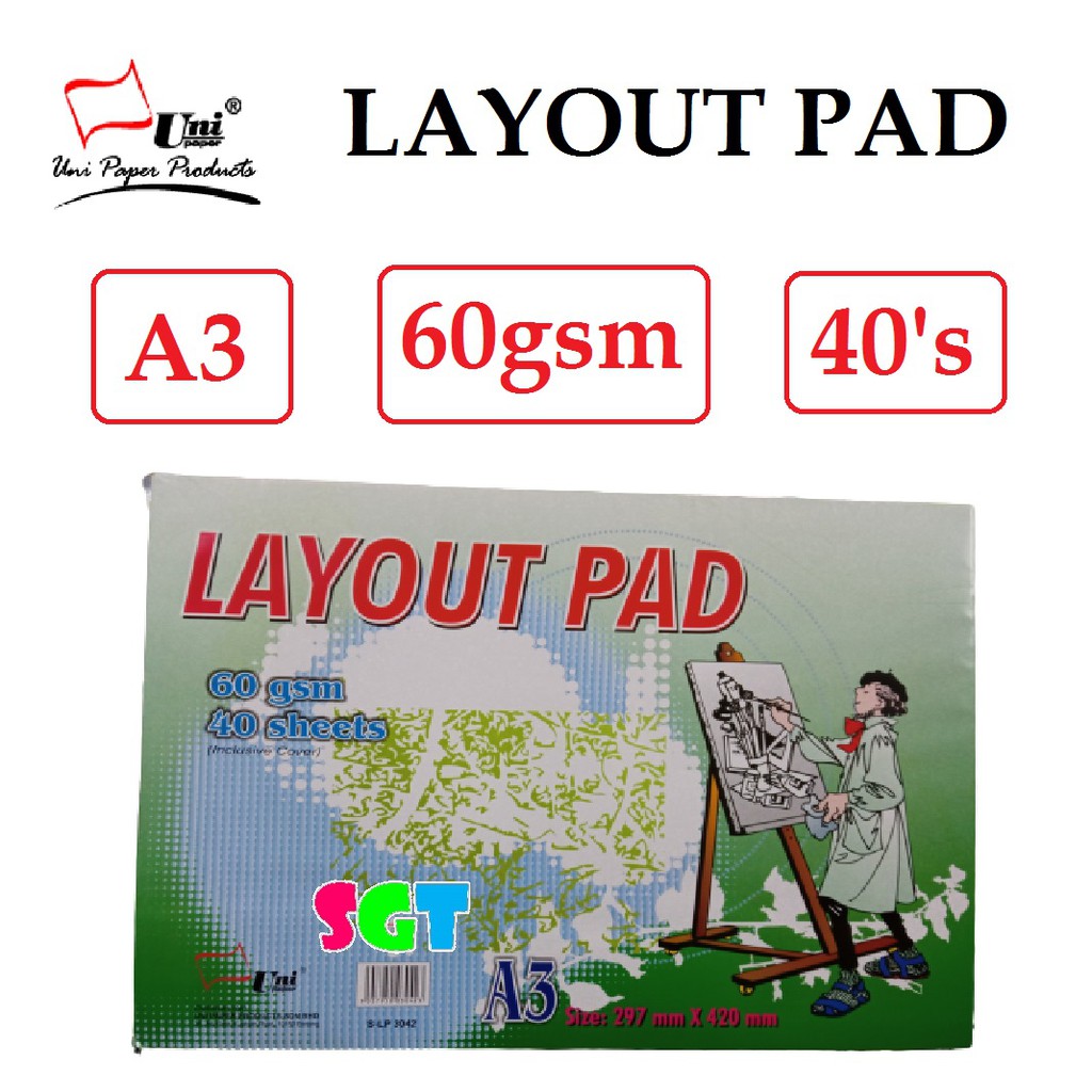 UNI PAPER A3 Layout Pad 60gsm ( 40 Sheets ) | Shopee Malaysia
