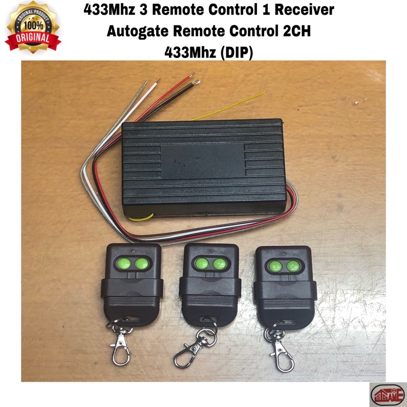 433Mhz 3 Remote Control 1 Receiver Autogate Remote Control 2CH 433Mhz ...