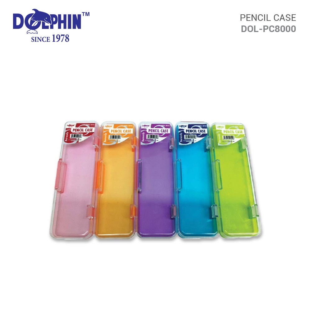 DOLPHIN Plastic Pencil Case DOL-8000 / Transparent Pencil Box/Kotak ...