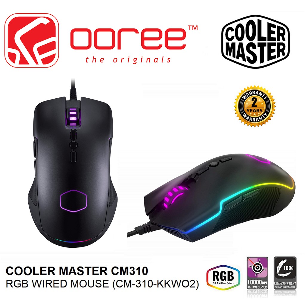 COOLER MASTER WIRED CM310 RGB 10000 DPI GAMING MOUSE WITH GAMING GRADE ...