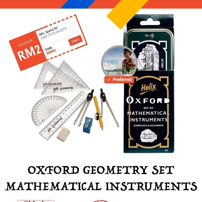 (100% ORIGINAL) Oxford Geometry Set / Oxford Mathematical Instrument ...