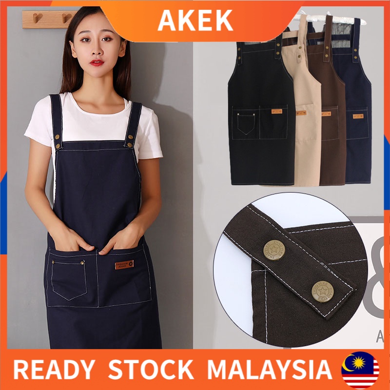 Ready Stock Korea Style Apron Kitchen H-Type Strap Design Denim Apron ...