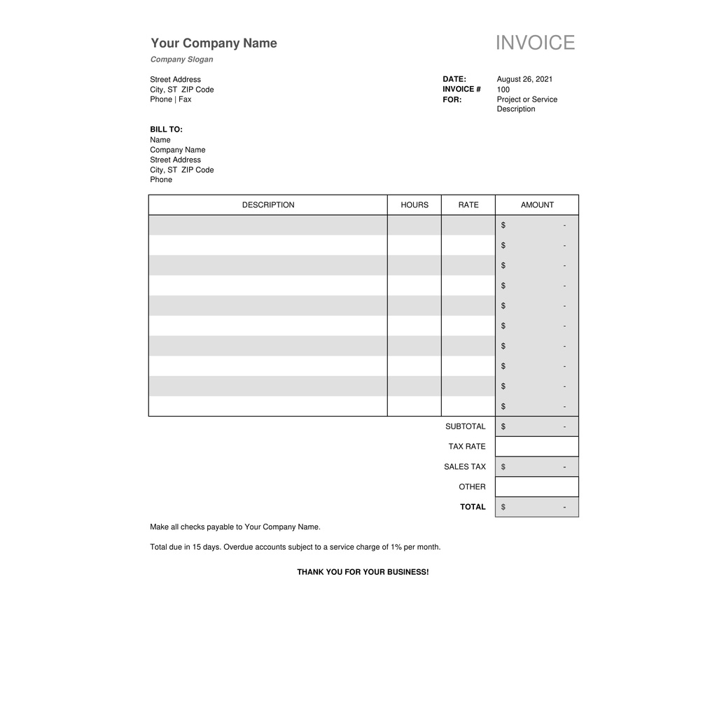 template invoice quotation receipt microsoft excel business purpose ...