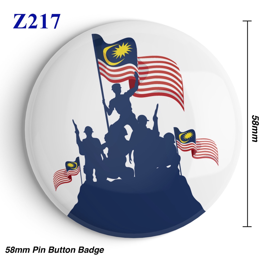 Malaysia State Flags and Merdeka Designs 58mm 44mm Button Badge with ...