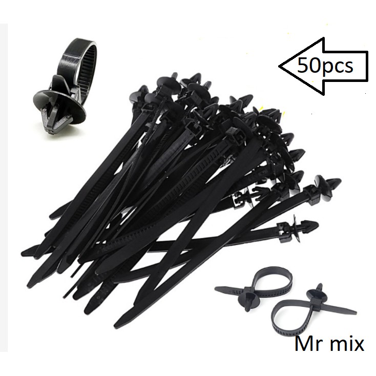 50Pcs Kabel Kereta Mengikat Tali Kemas Rapi Push Mount Wire Retainer ...