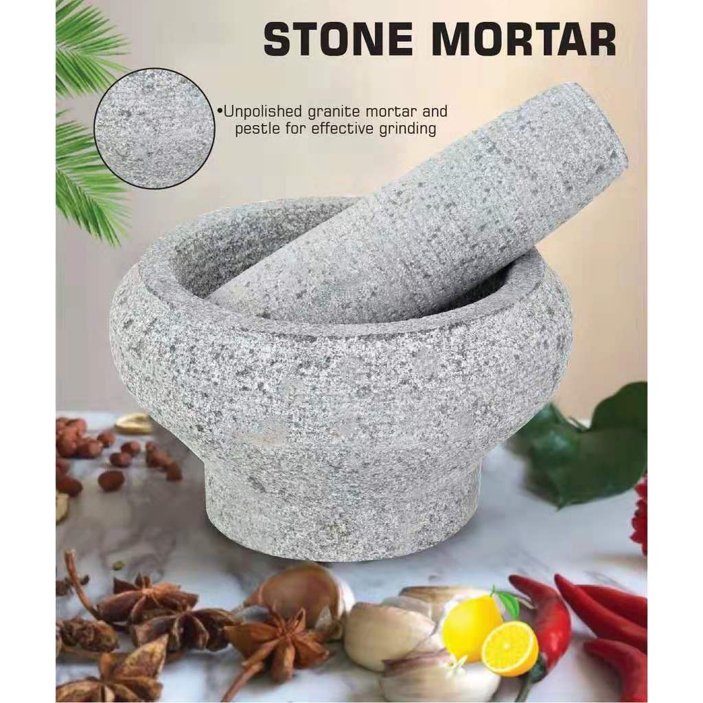READY STOCK!! CLASSIC STONE MOTAR AND PESTLE / Lesung Batu (Nature ...
